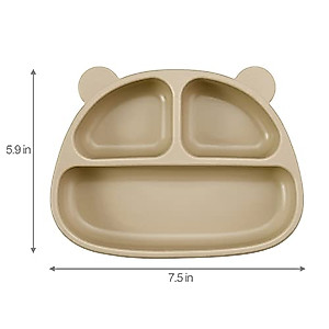 PandaEar Silicone Suction Plate with Tiny Sippy Cup and Spoon Fork for Self-Feeding, Divided Toddler Plate, 100% Silicone Baby Food Plate, BPA Free, Dishwasher Microwave Safe