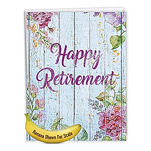 The Best Card Company - 1 Jumbo Congratulations Notecard w/Envelope (Large 8.5 x 11 Inch) Happy Retirement Appreciation with Flowers for Boss, Coworker - Blooming Driftwood J6108JRTG-US