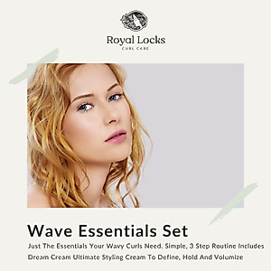 Royal Locks Wave Essentials Set | Clean Curls Shampoo, Curl Quench Conditioner, Dream Cream Curl Cream | Cleanses, Conditions, and Enhances Volume + Tames Frizz (7.5 fl oz, 12 fl oz, 8.5 fl oz)