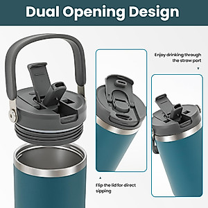 Riley Joy 32 oz 2.0 Stainless Steel Tumbler with Leak-Proof Lid and Straw, Double-Wall Vacuum Insulated Travel Mug for Coffee, Iced Tea, or Water - Ideal for Commutes and Outdoor