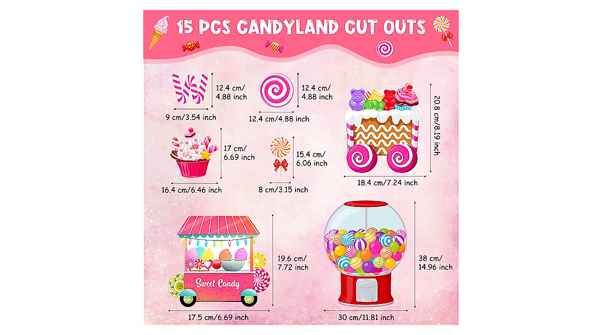 Outus Candyland Ice Cream Bulletin Board Decor Set Classroom Decoration ...