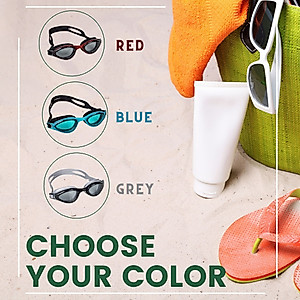 Splaqua Swim Goggles for Men and Women - Adjustable Straps, Silicone Eye Seal, UV Protection and Anti Fog Lenses Swimming Goggle - Red and Black