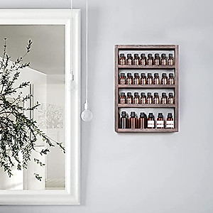 OYEAL Wall Mount Essential Oil Storage Organizers 4 Tier Nail Polish Rack Holder Wood Floating Shelves for Bottles Storage and Display Shelf