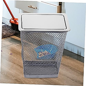 PAMINGONO Trash Lid Recessed Trash Bin Tectangjer Recessed Counter Top Cover Bathroom Tabletop Trash Recessed Lid Grooments Trash Bin Lid Only Hanging Garbage Bin 430 Stainless Steel Silver