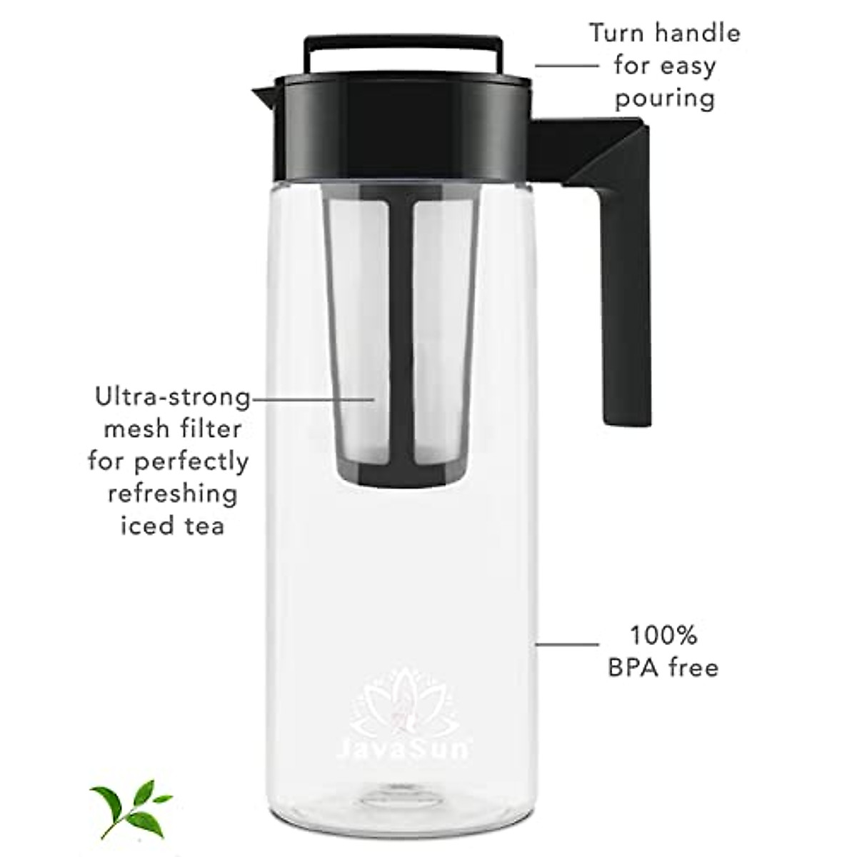 JavaSun Deluxe Iced Tea Maker, Large 2 quarts, Pitcher, Iced Tea Jug, BPA Free