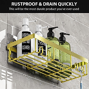 Moforoco Shower Caddy Shelf Organizer Rack, Self Adhesive Black Bathroom Shelves Basket, Home Farmhouse Wall Inside Organization and Storage Decor Rv Accessories, First Camper Apartment Essentials