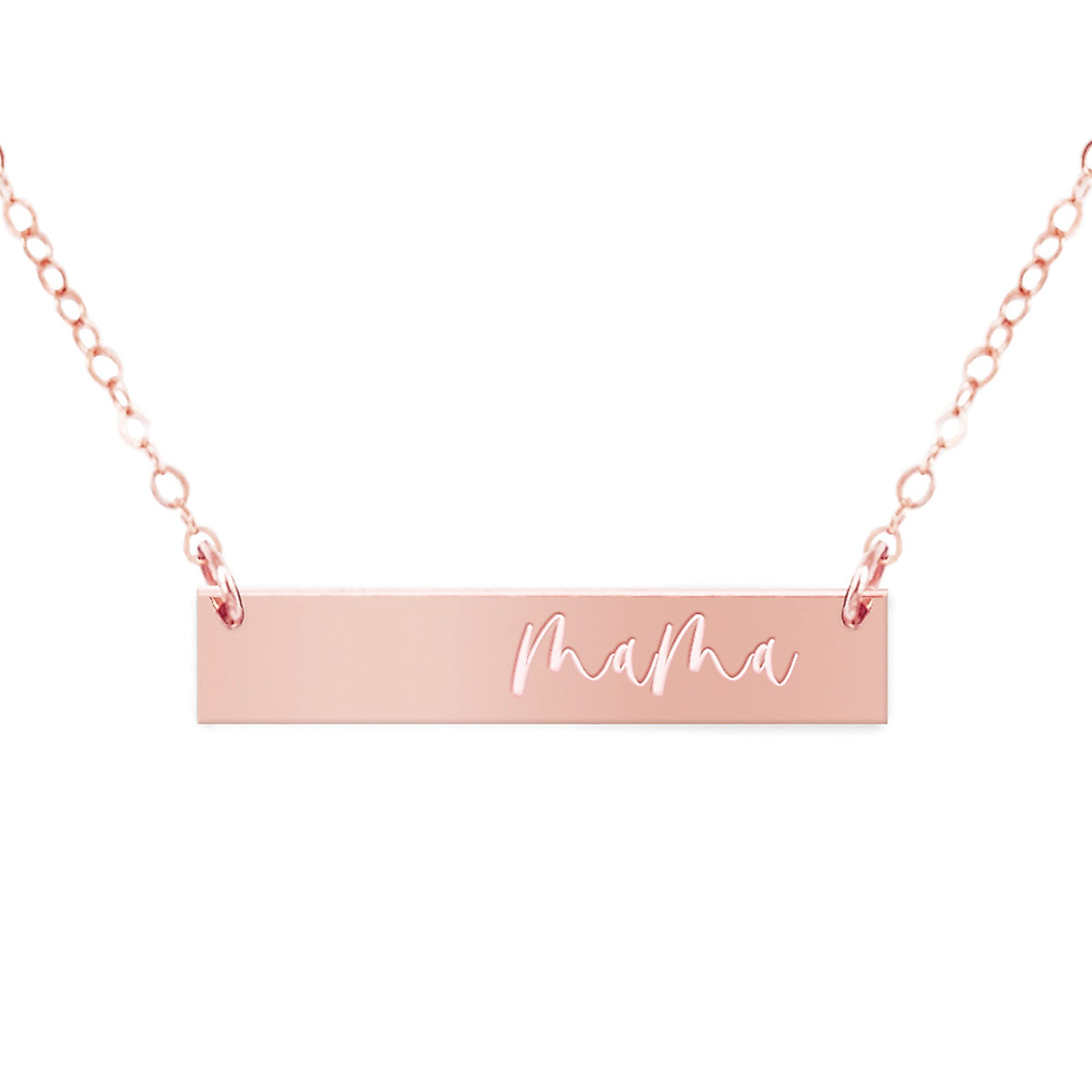 Zen & Zuri Mama Rose Gold Filled Bar Necklace, Mother's Day, Gift for Her, Mama Bear, Cute, Dainty Mom Jewelry