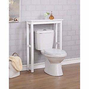 Alaterre Furniture Dorset 27" D x 9" D White Wood Toilet Base Cabinet with 23" W x 34" H x 7 7/8" D Storage Compartment, Clean Lines & Non-Abrasive Cleaning for Organizational & Decorative Appeal