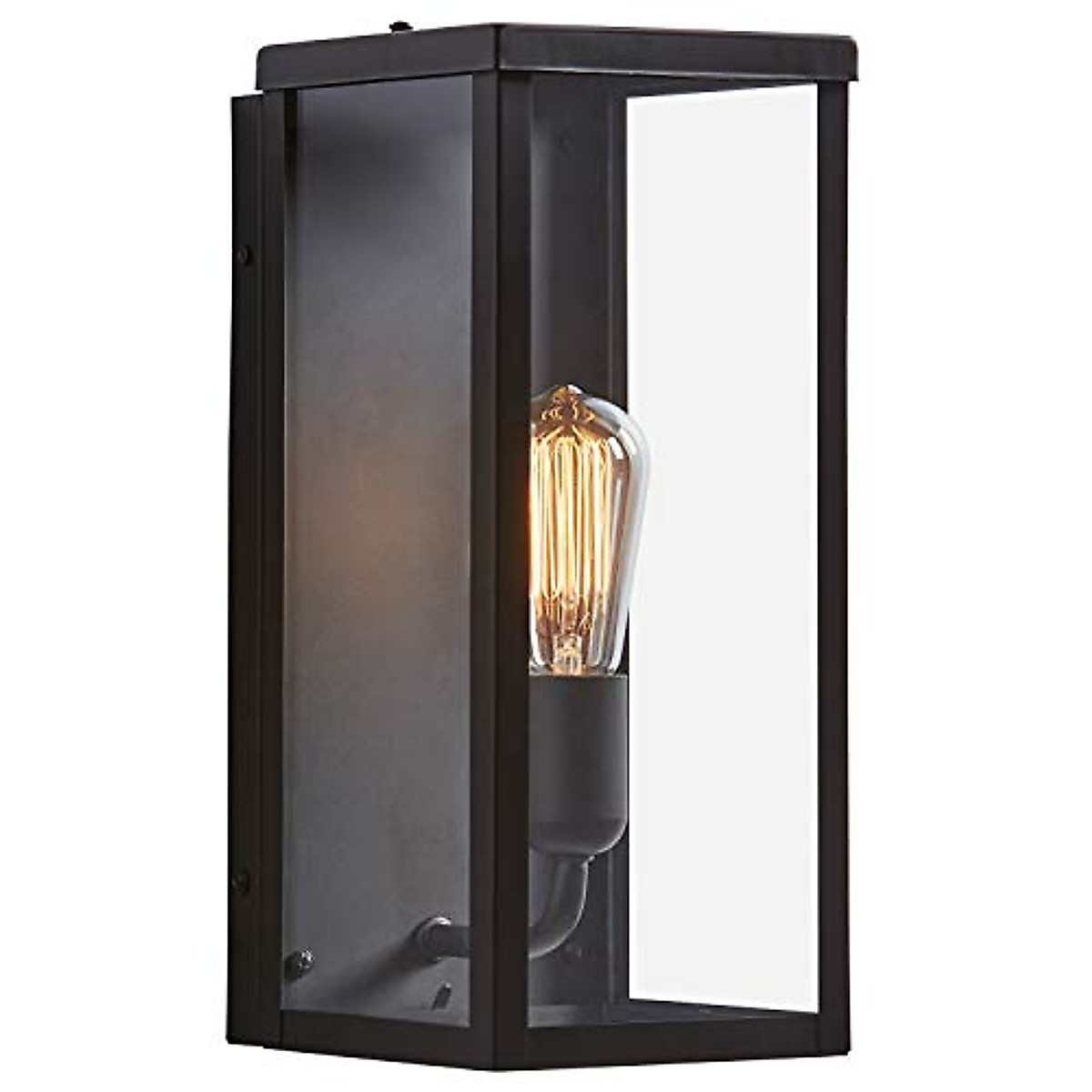 Amazon Brand – Rivet Mid-Century Clear Glass and Metal Wall Sconce with Bulb, 14"H, Bronze