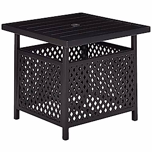 LOKATSE HOME Patio Umbrella Table Stand with Umbrella Hole, Outdoor Table Base Only Garden Table Bistro Table - Black