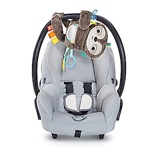 Bright Starts Slingin’ Sloth Travel Buddy Plush Stuffed Animal Take-Along Stroller or Carrier Toy, Ages 0 Month+