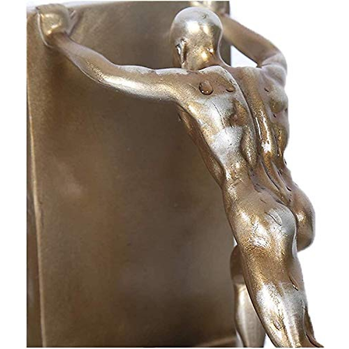 QLAZO Bookend Supports HeavyDuty ， Small Humanoid Bookend Set of Two, Bronze Finish Book Organizer Children Adults Desk Office Home Decoration