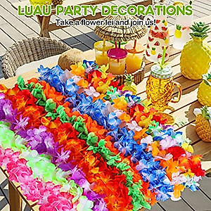 70 Counts Hawaiian Leis Bulk Luau Party Decorations Hawaiian Tropical Party Favors Lei for Adults Kids Hawaii Silk Flower Leis Necklaces Headbands Wristbands Hawaiian Luau Party Supplies Floral Leis