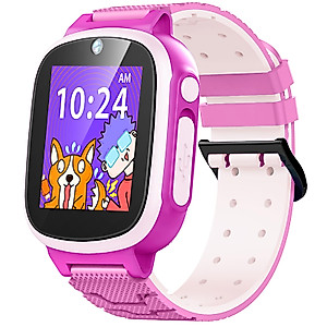 Luoba Kids Smart Watch Girls, Toys for 3-10 Year Old Girls Boys, 1.44 in Touchscreen with 20 Puzzle Games Camera Alarm Video Music Player, Toddler Birthday Gift Pink