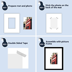 MBC Mat Board Center, Pack of 5, 8x10 for 4x6 White Photo Picture Mats - Acid Free, 4-ply Thickness, White Core - for Pictures, Photos, Framing