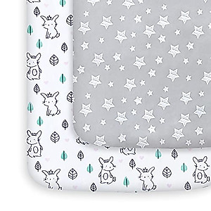 Waterproof Pack N Play Mattress Pad Protector with Cotton Fabric and Lovely Print Pack N Play Sheets