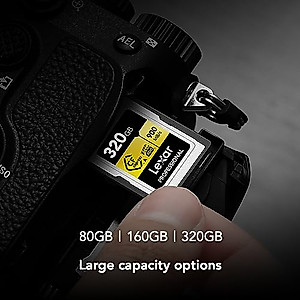 Lexar 160GB Professional CFexpress Type A Gold Series Memory Card, Up to 900MB/s Read, Cinema-Quality 8K Video, Rated VPG 400 (LCAGOLD160G-RNENG)