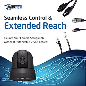 Wirenest 75ft VISCA PTZ Camera Control Cable for Sony EVI/BRC/SRG Series RS232 8 Pin Mini DIN to DB9F Serial