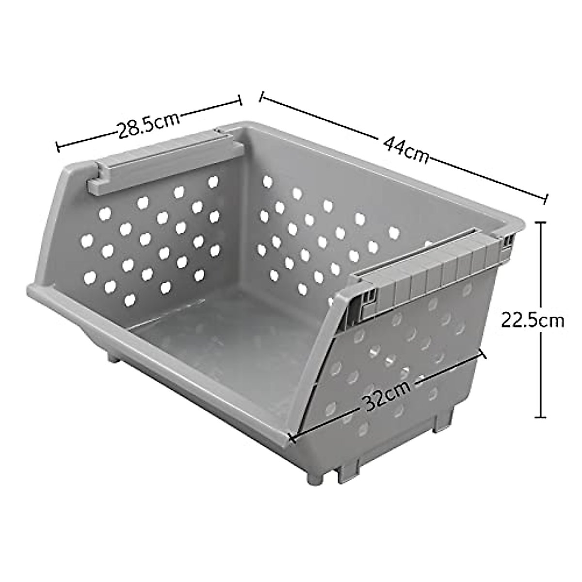 Easymanie 3 Pack Plastic Stackable Baskets, Open Front Stacking Storage Bins