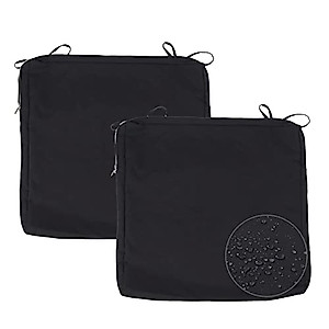 Leeymoo Outdoor Seat Cushion Covers, Water Repellent Patio Cushion Replacement Covers-Only Covers (18"x18"x2" 2 Pack Black)