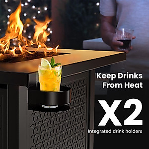 Ciays Propane Fire Pits 32 Inch Outdoor Gas Fire Pit, 50,000 BTU Steel Fire Table with Lid and Lava Rock, Add Warmth and Ambience to Gatherings and Parties On Patio Deck Garden Backyard, Black