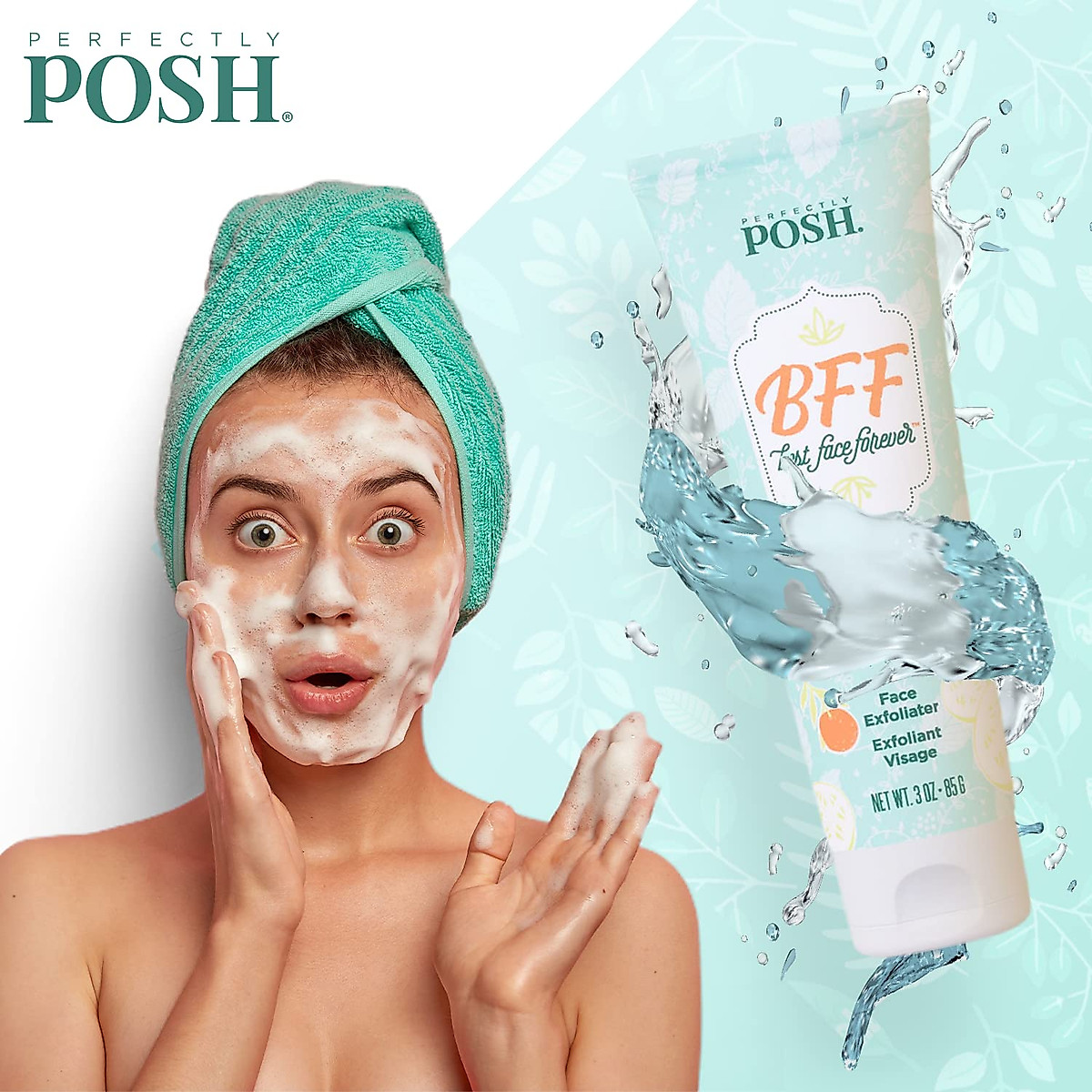 Perfectly Posh Exfoliating Face Wash 3 fl. oz w/Pink Grapefruit, Peppermint, & Cucumber Fruit Flavor. Complete your skin care w/Best Face Forever (BFF). Gentle Face Scrub, Refreshes & Hydrates Skin!