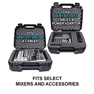 CASEMATIX 17" Hard Shell Audio Mixer Travel Case Compatible with Behringer Xenyx X1204USB, 1204USB, QX1204USB, Q1204USB, 1202FX, 1202, 802, Q802USB, QX1202USB, QX1002USB, 1002B, Q1202USB