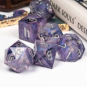 Magic Unicorn Sharp DND Dice Set with Leather Dice Box | for Dungeons and Dragons, D&D, Sharp Edge, D20 Polyhedral Resin Dice, Dungeons and Dragons Gifts, Accessories