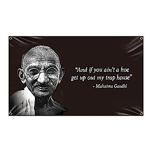 Gandhi Flag 3x5 FT Banner Dorm Banner with Four Brass Grommets for College Party Indoor Decorations