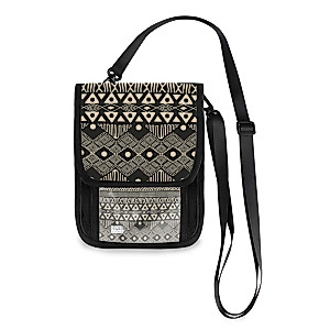 ALAZA African Print Pattern Boho Geometric Lattice Small Crossbody Wallet Purse Cell Phone Bag Rfid Passport Holder with Credit Card Slots