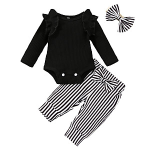 VINUOKER Preemie Newborn Baby Girls Outfits set long Sleeve Cotton Pants Sets Infant Fall Winter Clothes