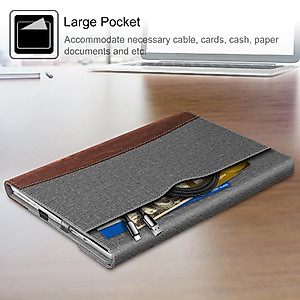 Fintie Case for 12.3 Inch Microsoft Surface Pro 7 Plus, Surface Pro 7/6/5/4/3 - Portfolio Business Cover with Pocket, Compatible with Type Cover Keyboard, Gray/Brown