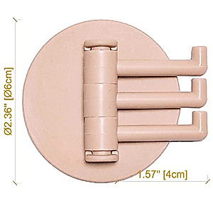 Fineget Wall Hooks for Hanging Adhesive Bathroom Kitchen Hooks Desk 3 Rotatable Arms Round Sticky Hooks Pnk 2 Pairs