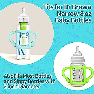 Bottle Handles for Dr Brown Narrow Baby Bottles, Baby Bottle Holder with Easy Grip Handles to Hold Their Own Bottle,Help Baby Transition from Bottle to Cup,BPA-Free Soft Silicone,Pack of 4