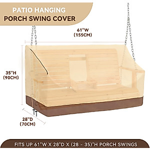HEPOVER Porch Swing Cover 61Inch Waterproof Hanging Outdoor Swing Cover Garden Hammock Swing Chair Cover Patio Furniture Cover