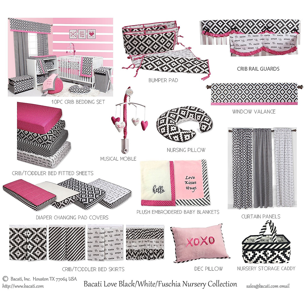 Bacati Love Diamond Plush Diaper Changing Pad, Black/White