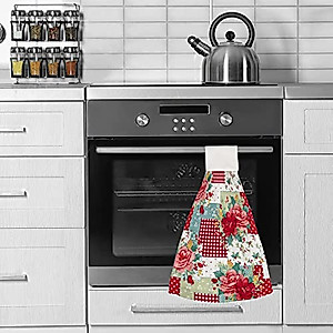 Kitchen Towel-The Pioneer Woman Rose-Hand Towels Tie Towel Soft Microfiber Absorbent Washcloth Also for Bathroom Hand Sink Laundry Room RV Tabletop 2pcs