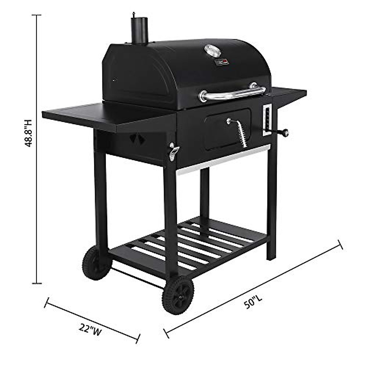 Royal Gourmet CD1824AX 24-Inch Charcoal Grill Outdoor BBQ Smoker Picnic Camping Patio Backyard Cooking, Black