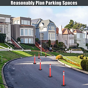 Goplus 45" Delineator Post Cone, 6 Pack Traffic Cone Safety Barrier with 4" Reflective Collars, 10lbs Octagonal Rubber Base, Perfect as Parking Posts, Construction Cones, Street Stanchions