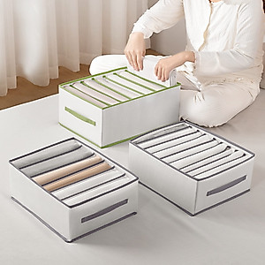 ORWCEZUE Upgraded 2 Pack Wardrobe Clothes Organizer Jeans Compartment Storage Box, Foldable Clothes Separator for Storage T-Shirt Leggings Pants