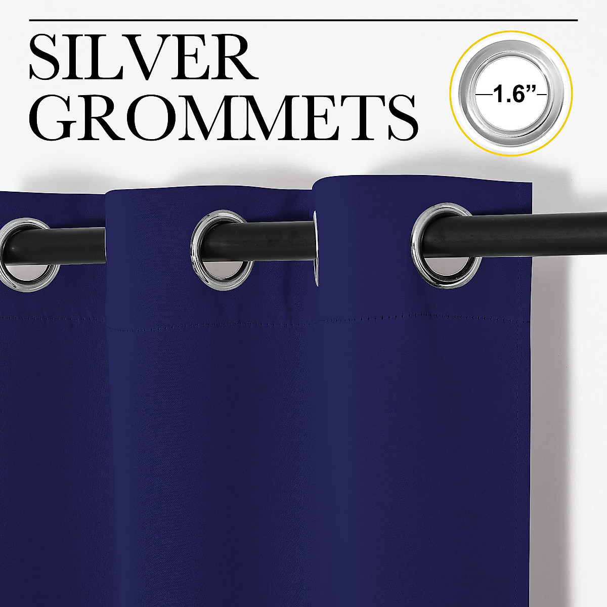 NICETOWN Window Drapes Long Curtains - Living Room Panels Grommet Top Window Treatment for Hall & Guest Room (Navy Blue, 42 inches Wide x 90 inches Long, 2 Pieces)