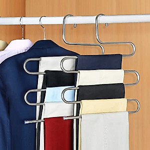 Pant hangers save space -2-piece wardrobe with multiple layers and multifunctional use, hanger organizer, loose pants scarf (2-piece set)
