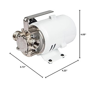 Little Giant 360S 115 Volt, 360 GPH 1/10 HP Stainless Steel Non-Submersible Multi-Purpose Utility Water Transfer Pony Pump with 6-Ft. Cord, White, 555110