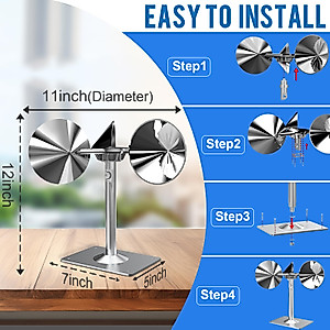 Bird Reflectors Spinning Wind Powered，Bird Scare Reflective Device Keep Bird Pigeon Woodpeckers and Sparrows Away for Outdoor Patio, Yard, Garden, Rooftop and Vegetable Gardens