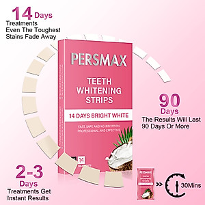 PERSMAX Teeth Whitening Strips 14 Treatments, Enamel Safe for Whiter Teeth, Non-Slip Sensitivity Free Dental Teeth Whitening Kit, Pack of 28 Strips