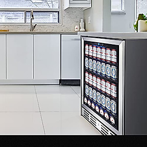 Kalamera 24 inch Beverage Refrigerator - 154 Cans Capacity Beverage Cooler- Fit Perfectly into 24" Space Built in Counter or Freestanding - for Soda, Water, Beer or Wine - For Kitchen, Bar or Office