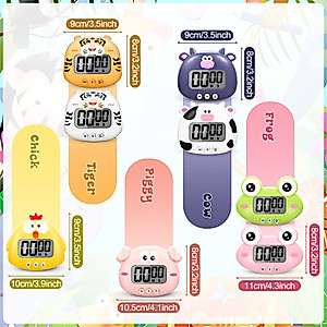 8 Pieces Cute Animal Kitchen Timer Cartoon Digital Kitchen Timer Countdown Timer Decorative Magnetic Timer Visual Cute Cooking Timer with on and Off Switches for Kitchen Classroom, 8 Styles