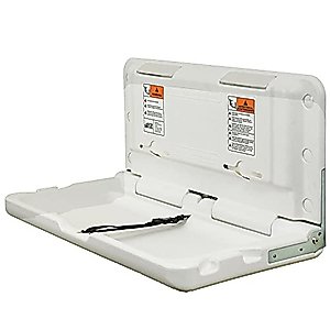 ECR4Kids ELR-18004 Wall-Mounted Baby Changing Station, Horizontal Fold-Down Diaper Change Table with Safety Straps for Commercial Bathrooms, ADA and ANSI Compliant, Free Replacement Straps, White Granite