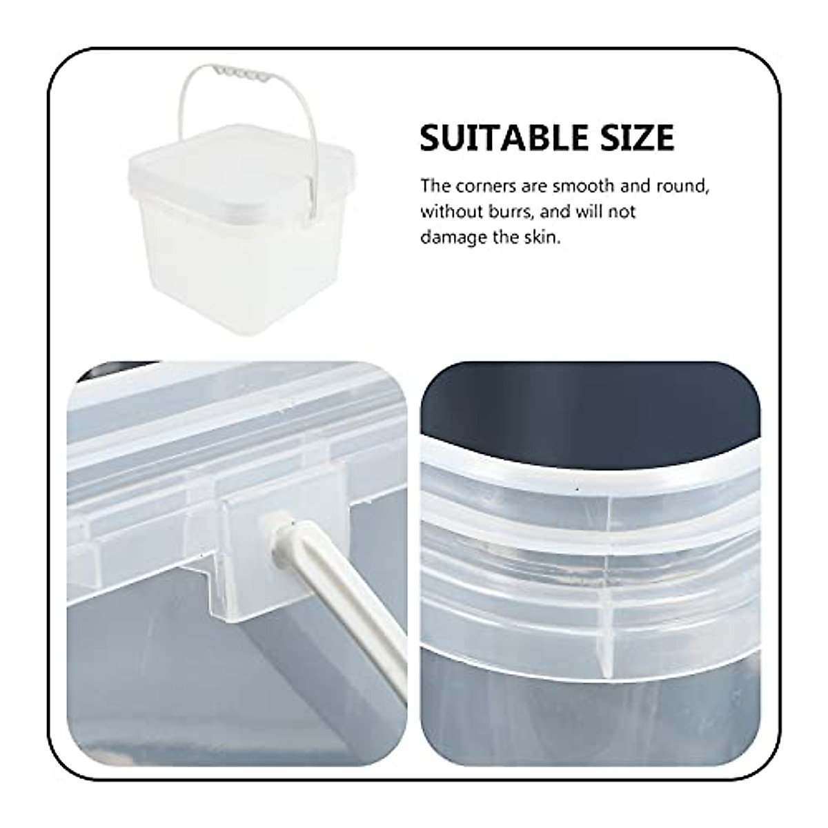 Cabilock Wit L Fresh Bucket Pail Freezer Jam for Handheld Ice Reusable Containers Keeping Homemade Pp Cream Dessert Food-grade Handle Refrigerator Holder Organizer Tank Tub Square with