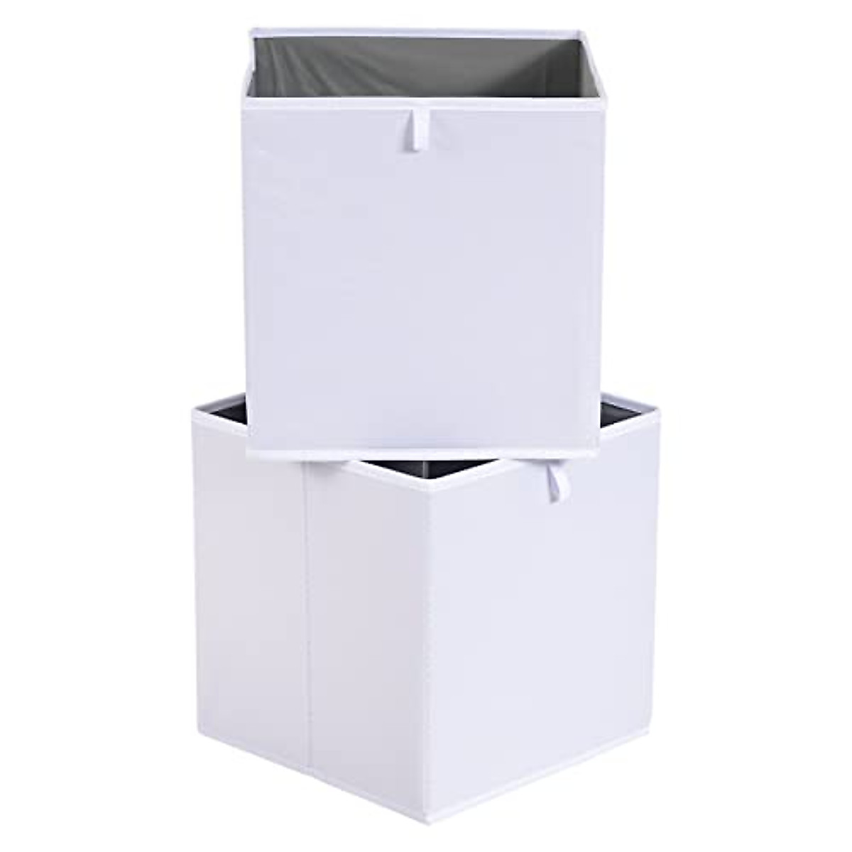 Amazon Basics Cube Organizer Bins, Collapsible Storage Baskets for Shelves, White, Pack of 6, 13x15x13"